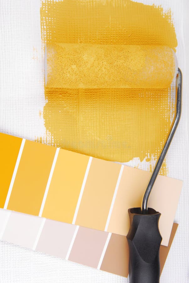Paint Roller and Color Chart Choice Stock Photo - Image of brush ...