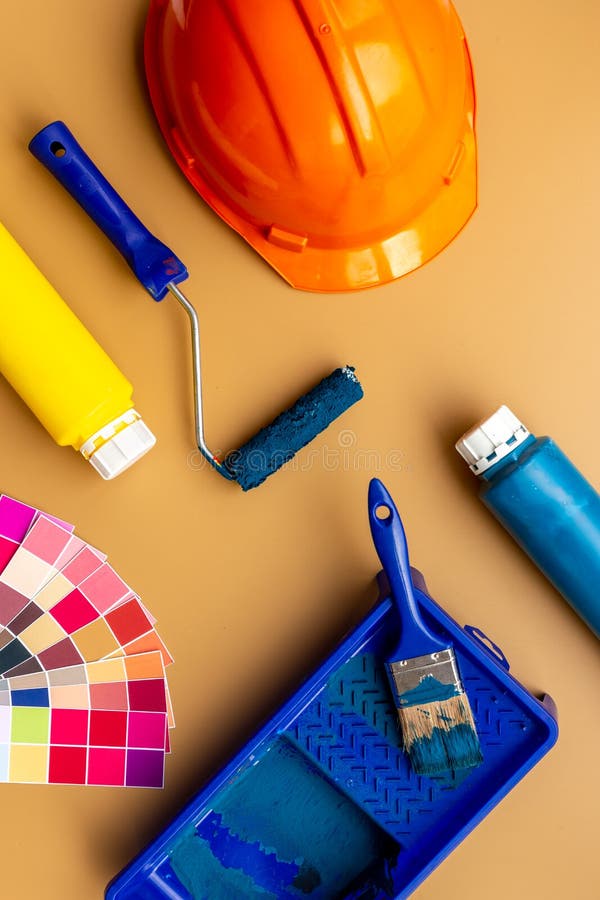 Paint Roller and Color Palette Guide. House Renovation Tools Stock ...
