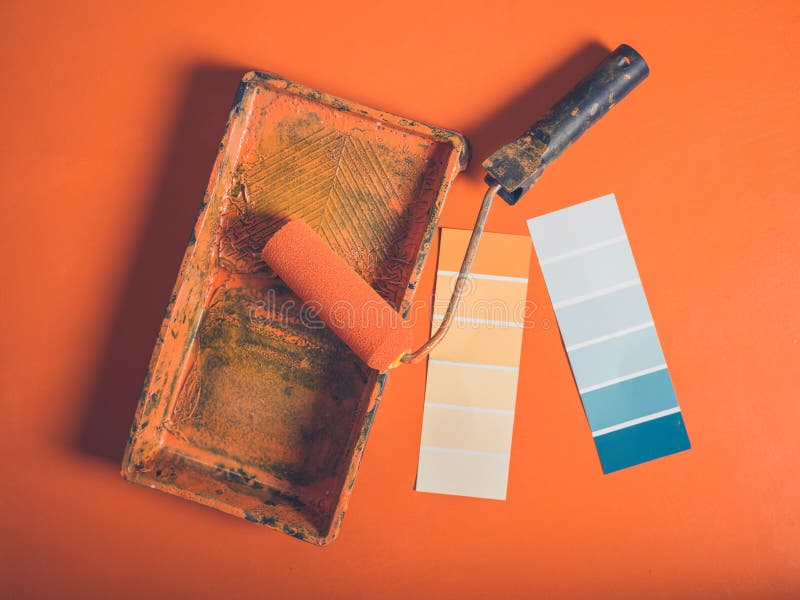 Paint Roller and Color Samples Stock Image - Image of indoors, tool ...