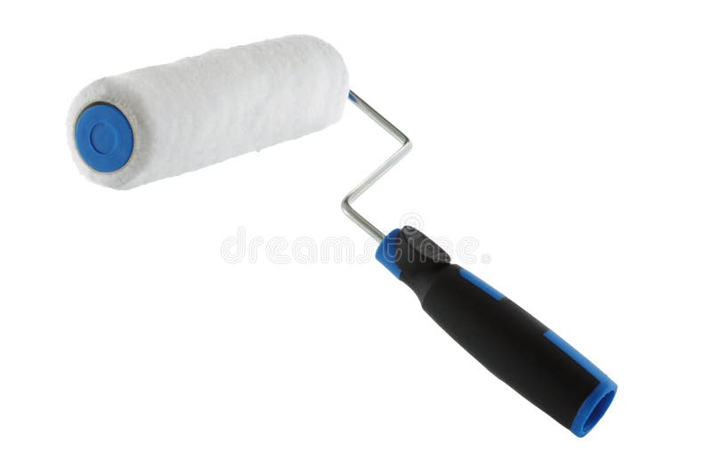 Paint Roller Diagonal with Clipping Path Stock Image - Image of white ...