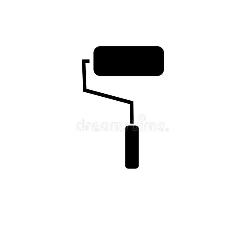 Paint Roller, Home Repair Tool Solid Flat Vector Icon Isolated on White ...