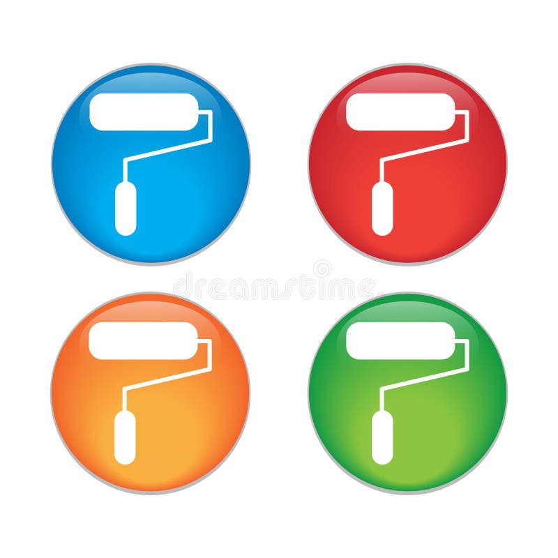 Paint Roller Icon. Flat Vector Illustration. EPS10. Color Icon. Stock ...