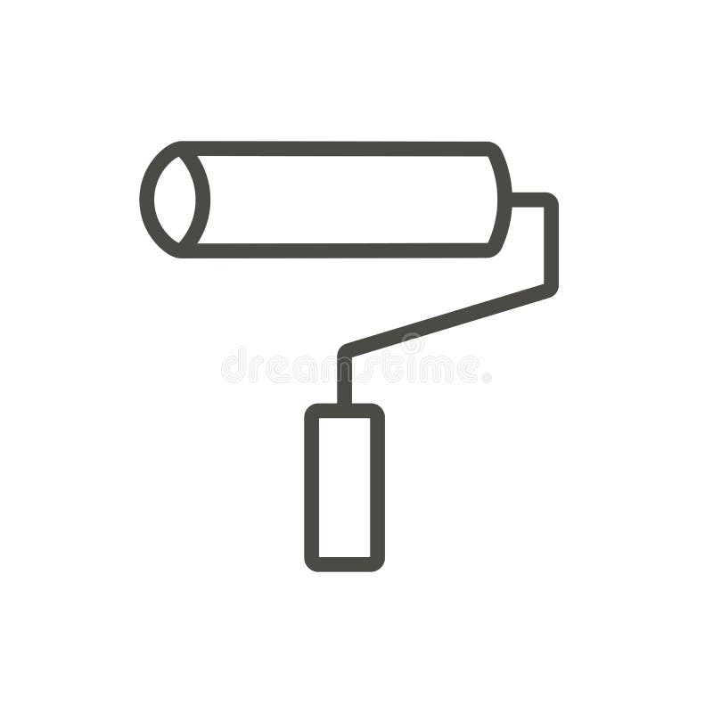 Paint Roller Icon Vector. Line Paint Tool Symbol Stock Illustration ...