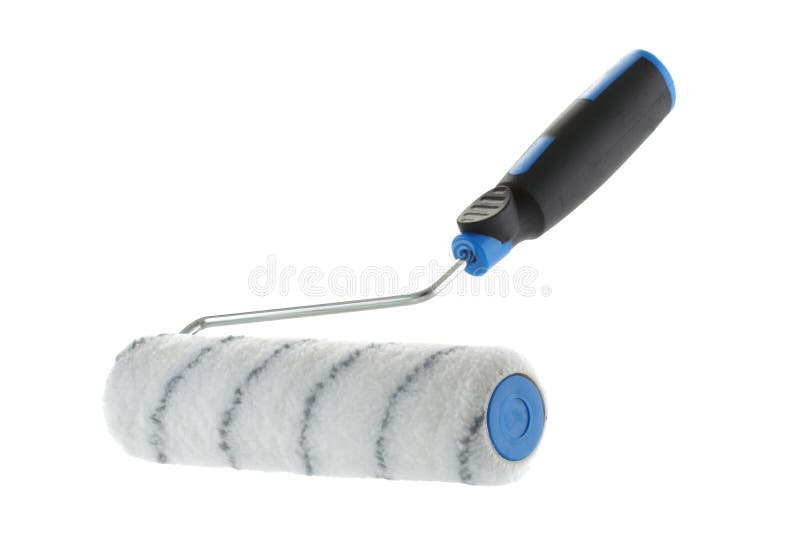 Paint Roller Inclined with Clipping Path Stock Image - Image of ...