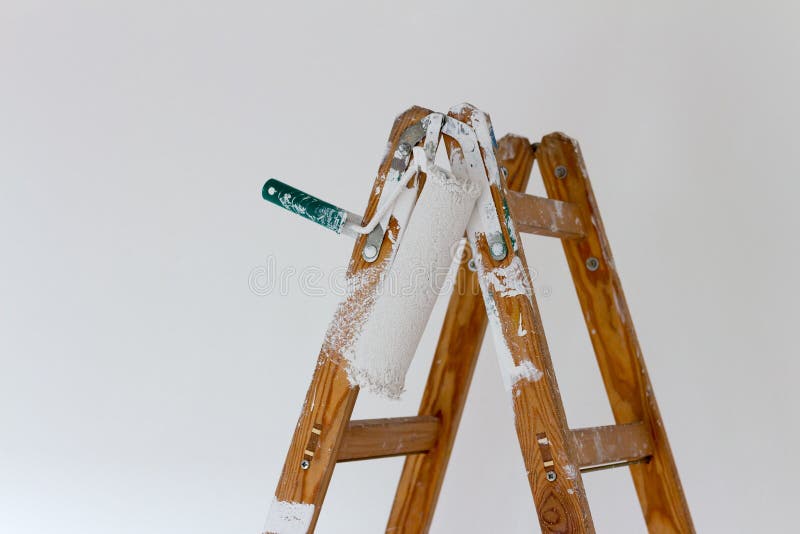 Paint Roller on a ladder stock image. Image of paintbrush - 37788923