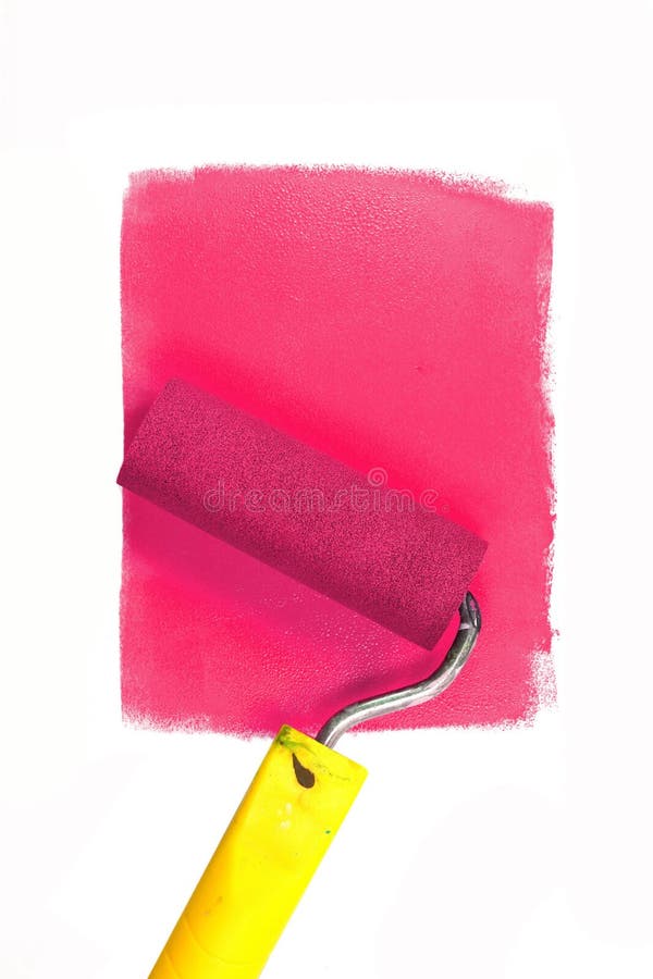 Paint Roller Leaving Stroke of Red Blue Over a White Stock Photo ...