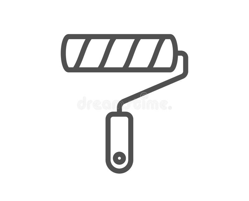 Paint Roller Line Icon. Wall Roll Brush Sign. Vector Stock Vector ...