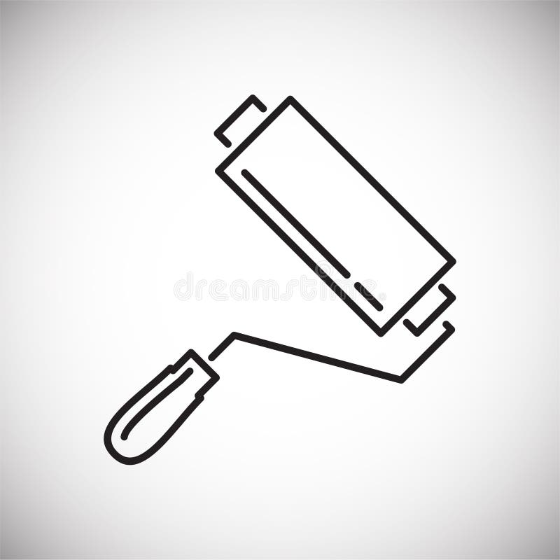 Paint Roller Line Icon on White Background for Graphic and Web Design ...