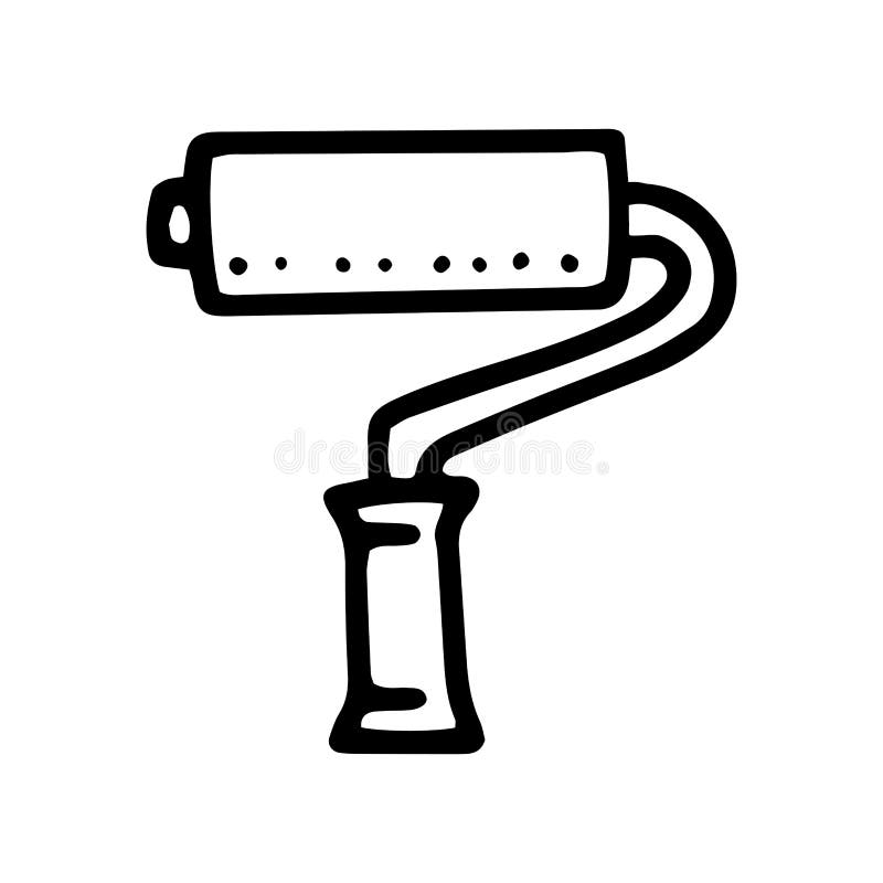 Paint Roller Line Vector Doodle Simple Icon Stock Vector - Illustration ...