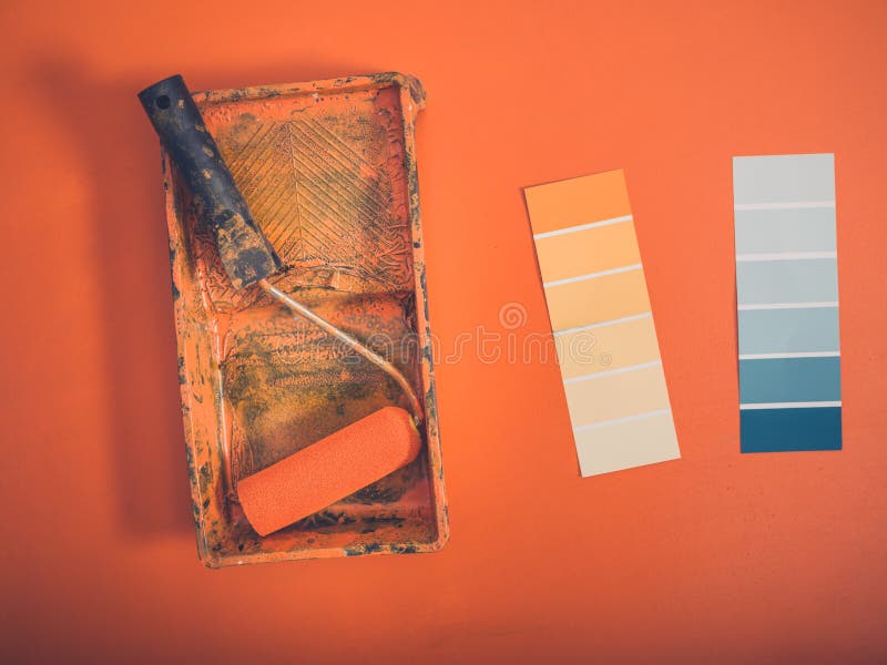 Paint Roller and Color Samples Stock Image - Image of paint, indoor ...