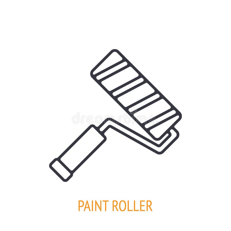 Paint Roller Outline Icon. Vector Illustration. Hand Work Tools and ...