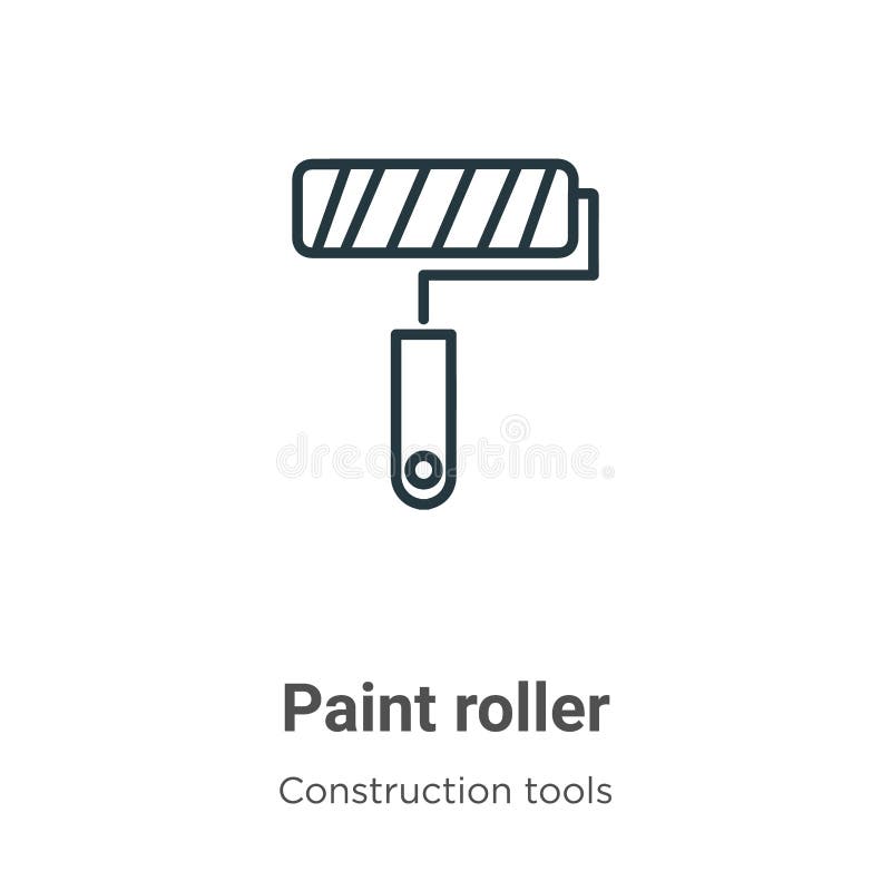 Paint Roller Outline Vector Icon. Thin Line Black Paint Roller Icon ...
