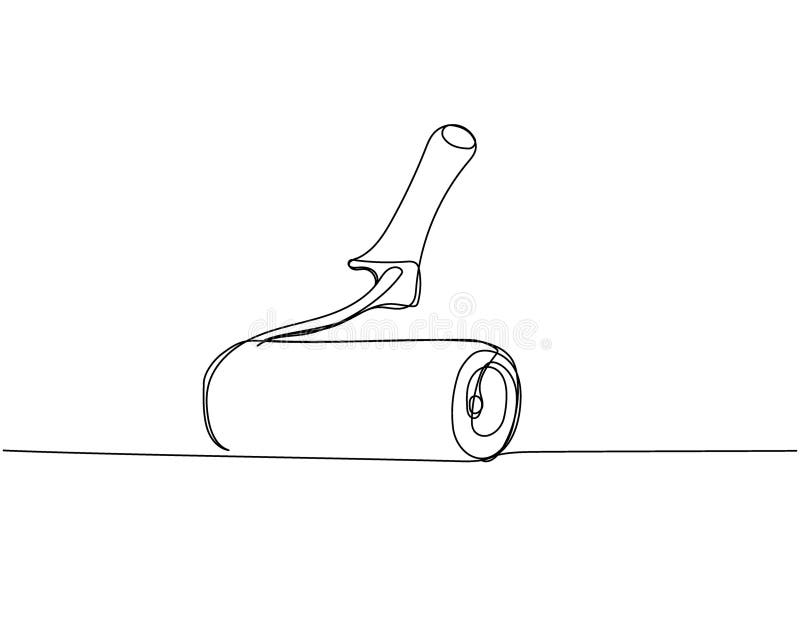 Paint Roller, Repair Tools One Line Art. Continuous Line Drawing of ...