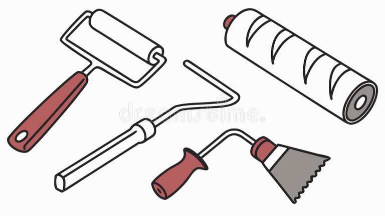 Paint Roller and Scraper for Home Renovation Graphics, Vector Design ...