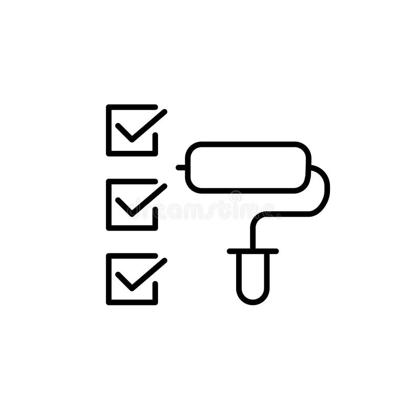 Paint Roller and Set of Checkmarks. Successful Property Decoration ...