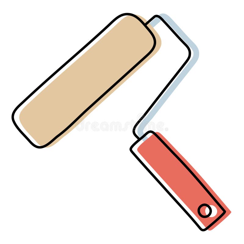 Paint Roller Sketch. Construction Tool Stock Vector - Illustration of ...