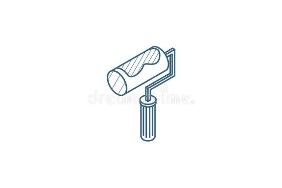 Paint Roller Tool Isometric Icon. 3d Line Art Technical Drawing ...