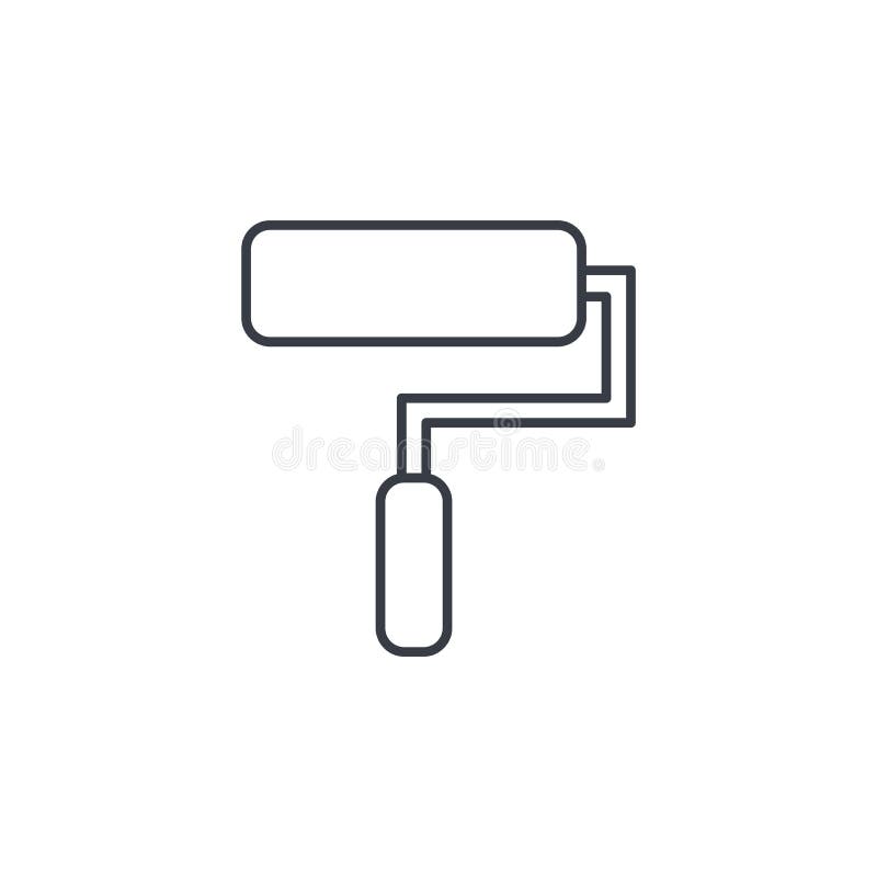 Paint Roller Tool Thin Line Icon. Linear Vector Symbol Stock Vector ...