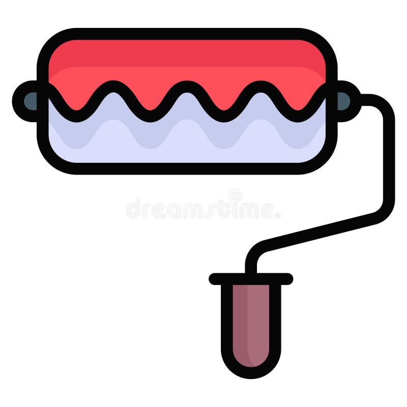 Paint Roller Website Trendy Icon, Line Style Isolated on White ...