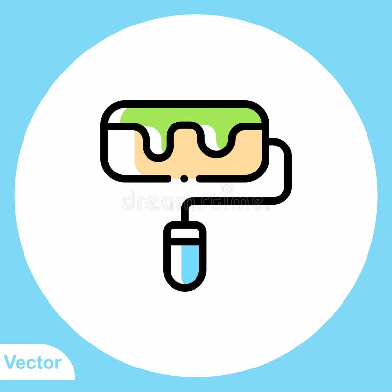 Paint Roller Vector Icon Sign Symbol Stock Vector - Illustration of ...