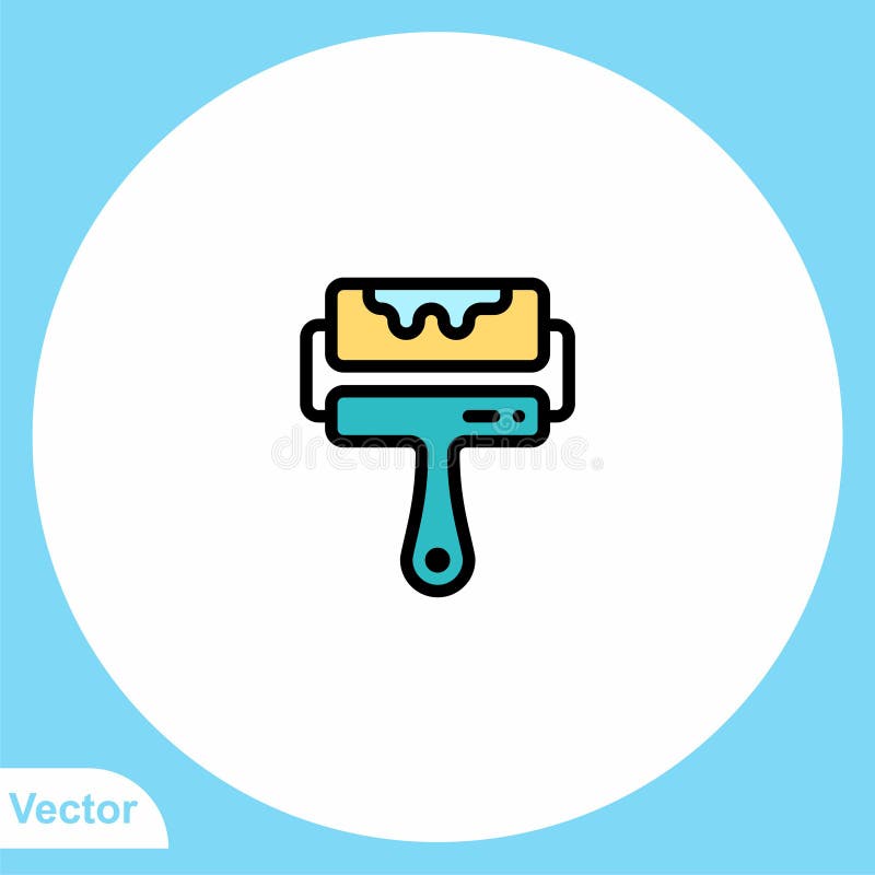 Paint Roller Vector Icon Sign Symbol Stock Illustration - Illustration ...