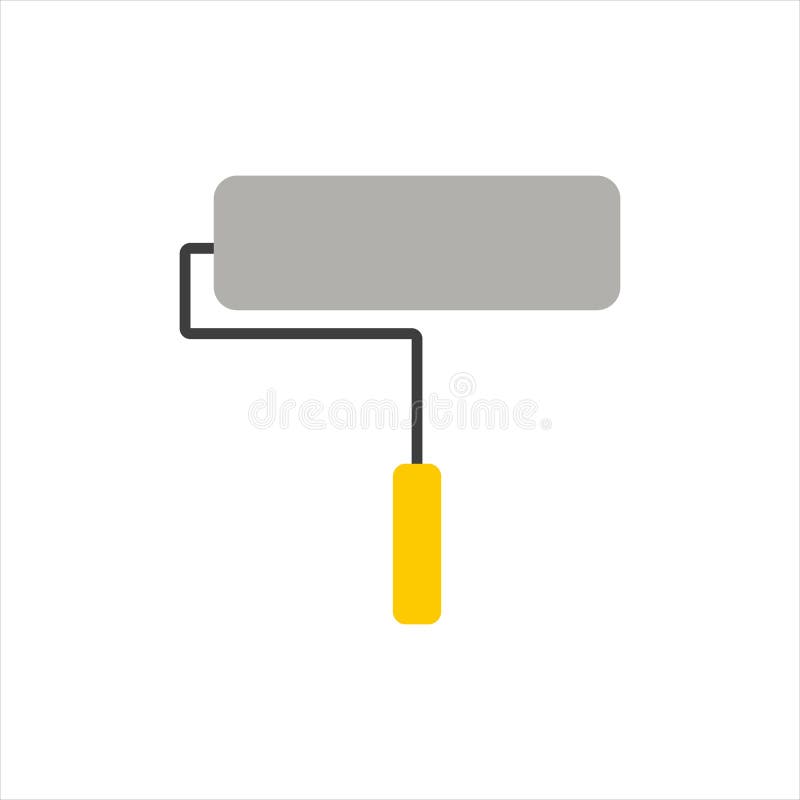Paint Roller with a Yellow Handle on a White Background Stock ...