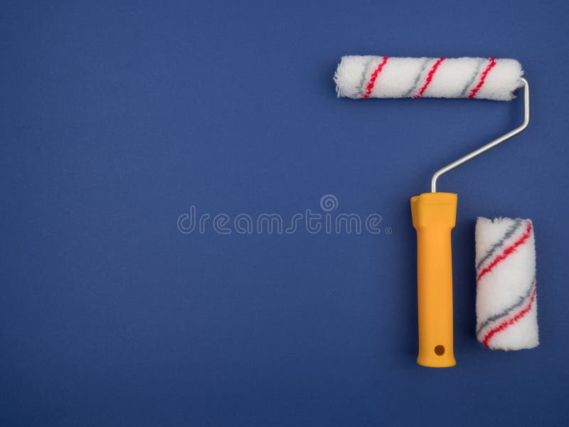 Paint Rollers and Handles on Wooden Background. Stock Photo - Image of ...