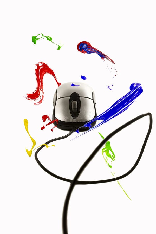 Paint Flying Around the Computer Mouse Stock Illustration ...