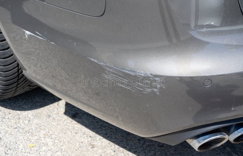Paint Scratches on a Bumper of the Car Stock Image - Image of metal ...
