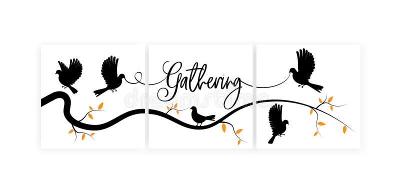 Gathering Word, Flying Birds on Branch, Vector Stock Vector ...