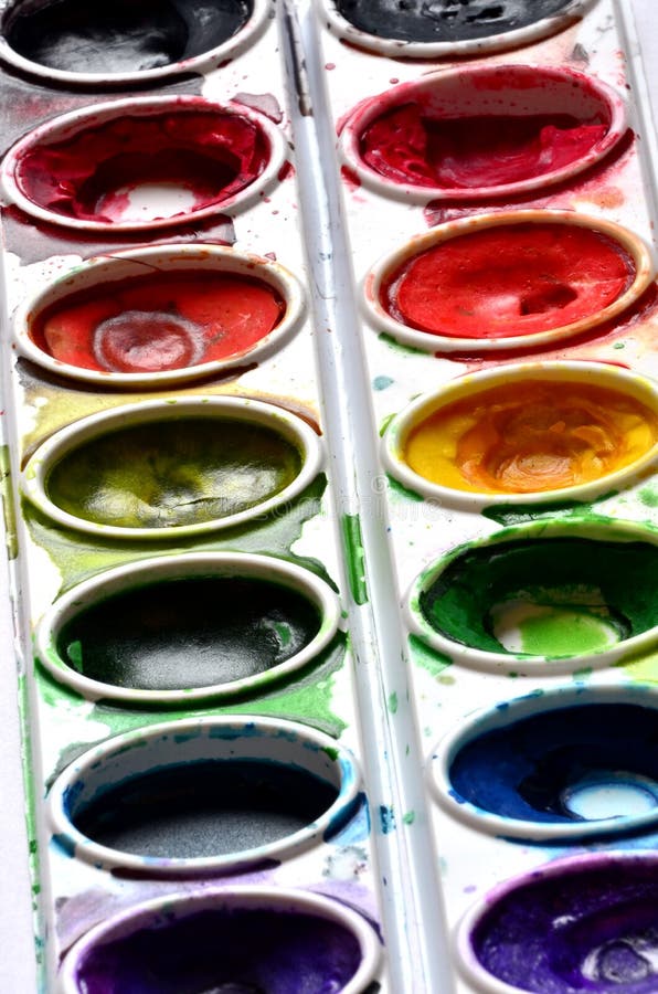 Paint Sets with Smeared Colors Stock Photo - Image of education ...