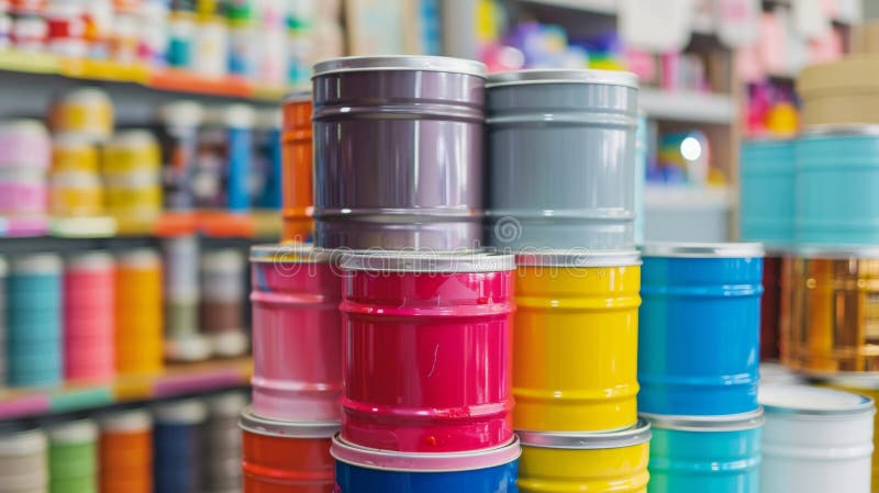 Paint Shop Interior with Blurred Background Stock Image - Image of ...