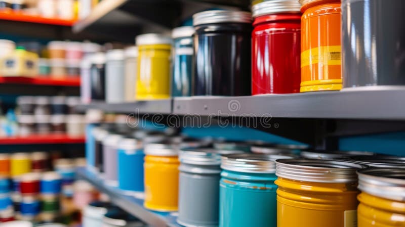 Paint Shop Interior with Blurred Background Stock Photo - Image of ...