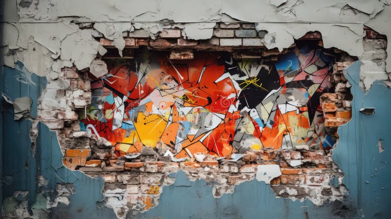 Paint smashed wall stock photo. Image of expression - 361461442