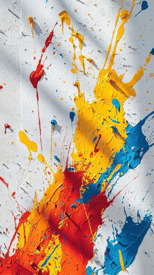 Paint Spatters on a Wall Featuring Random Patterns and a Combination of ...