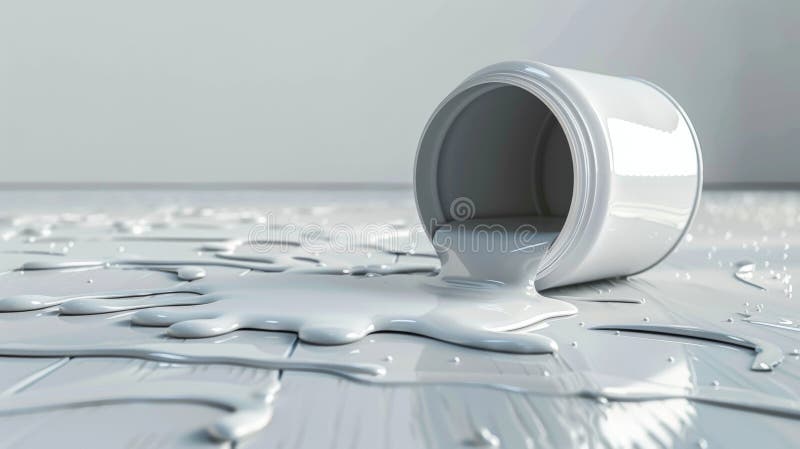 Paint Spill White Paint on Floor, Oops Stock Photo - Image of container ...