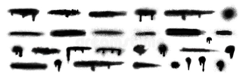 Paint Splash Set, Spray Elements for Decor, Black Drip. Abstract Flow ...