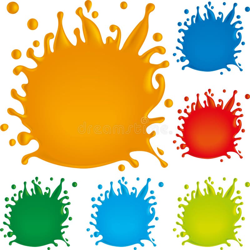 Paint Splash in Six Different Colors. Editable Stock Illustration ...