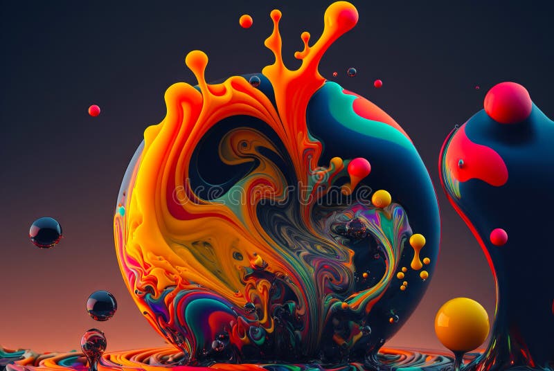 Paint Splashes and Swirls. Mix of Different Colors Stock Illustration ...