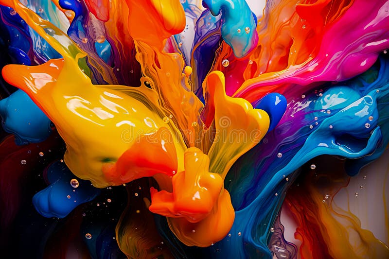 Paint Splashes and Swirls Mix of Different Colors. Generative AI Stock ...