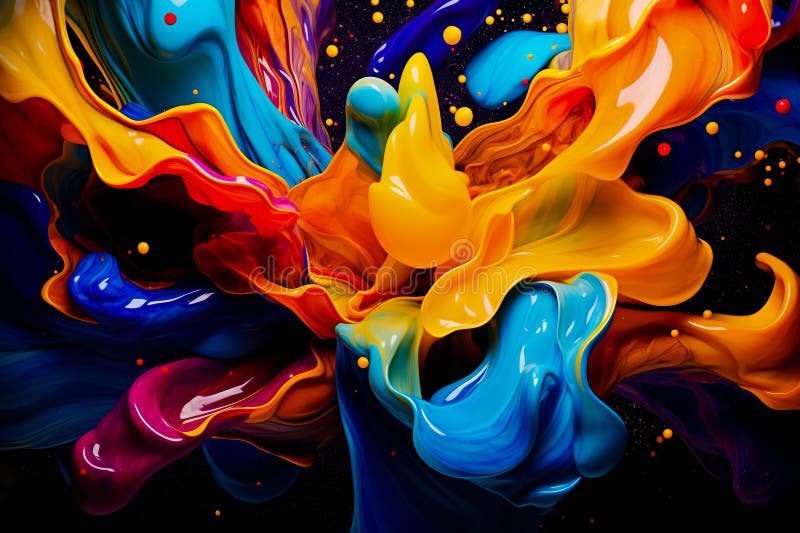 Paint Splashes and Swirls Mix of Different Colors. Generative AI Stock ...