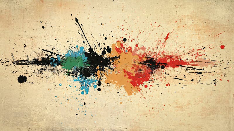 Paint Splatter Abstract on Rough Canvas in Neutral Tones. Stock Photo ...