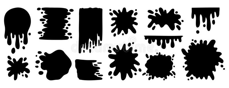 Paint Splatter and Different Blob Splash Shapes Doodle Hand Drawn Icon ...