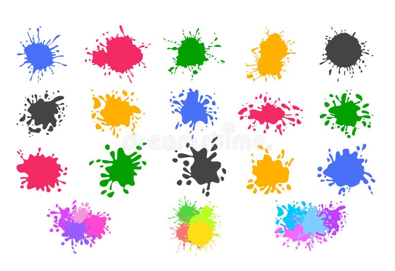 Paint Splatter, Set of Color Paint Splashes, Bright Painted Drip Drops ...