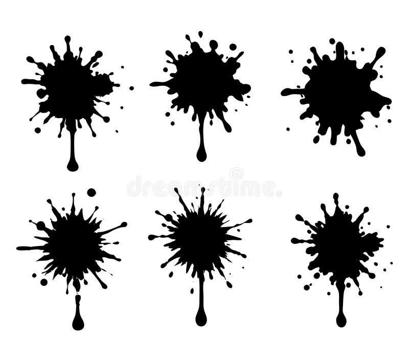 Paint Splatter Silhouette 6 Set Stock Vector - Illustration of branch ...