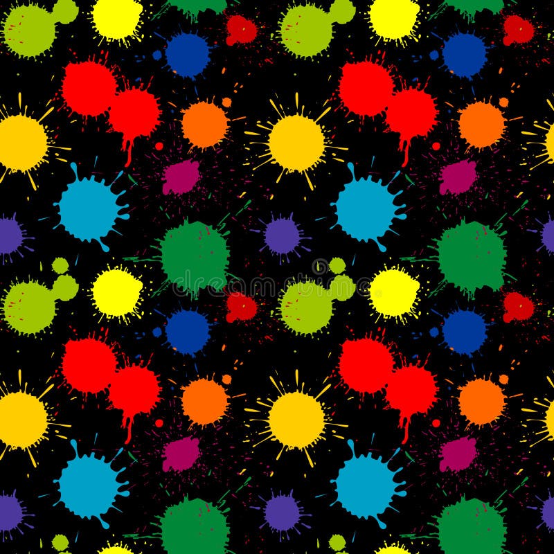 Paint Splatter Vector Seamless Pattern Stock Vector - Illustration of ...