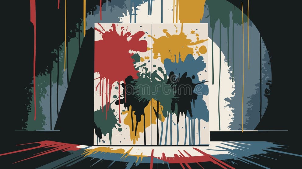 Paint-splattered Canvas Illuminated by Light, Dramatic Chiaroscuro ...