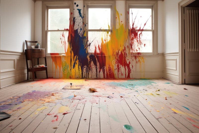 Paint Splatters on Drop Cloth Floor Stock Illustration - Illustration ...