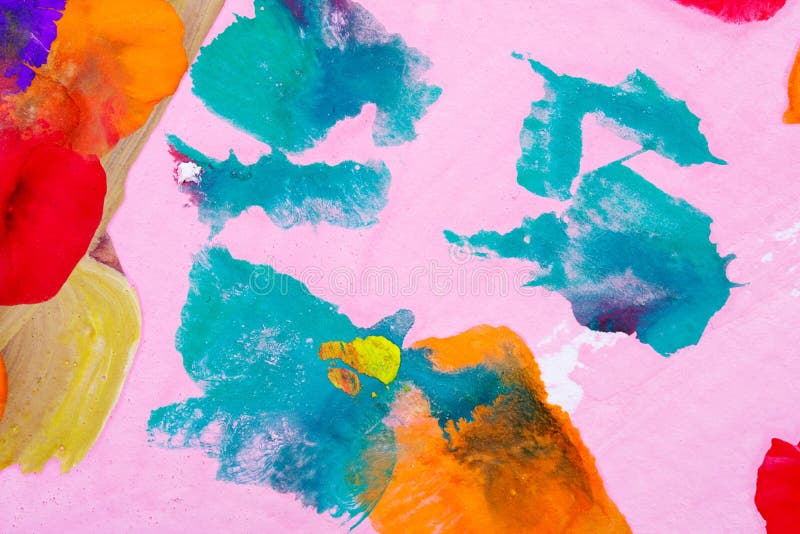 Paint Spots on Pink Background Close-up Stock Photo - Image of ...