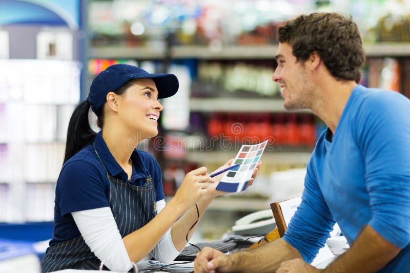 Paint Store Worker Customer Stock Image - Image of consumer ...